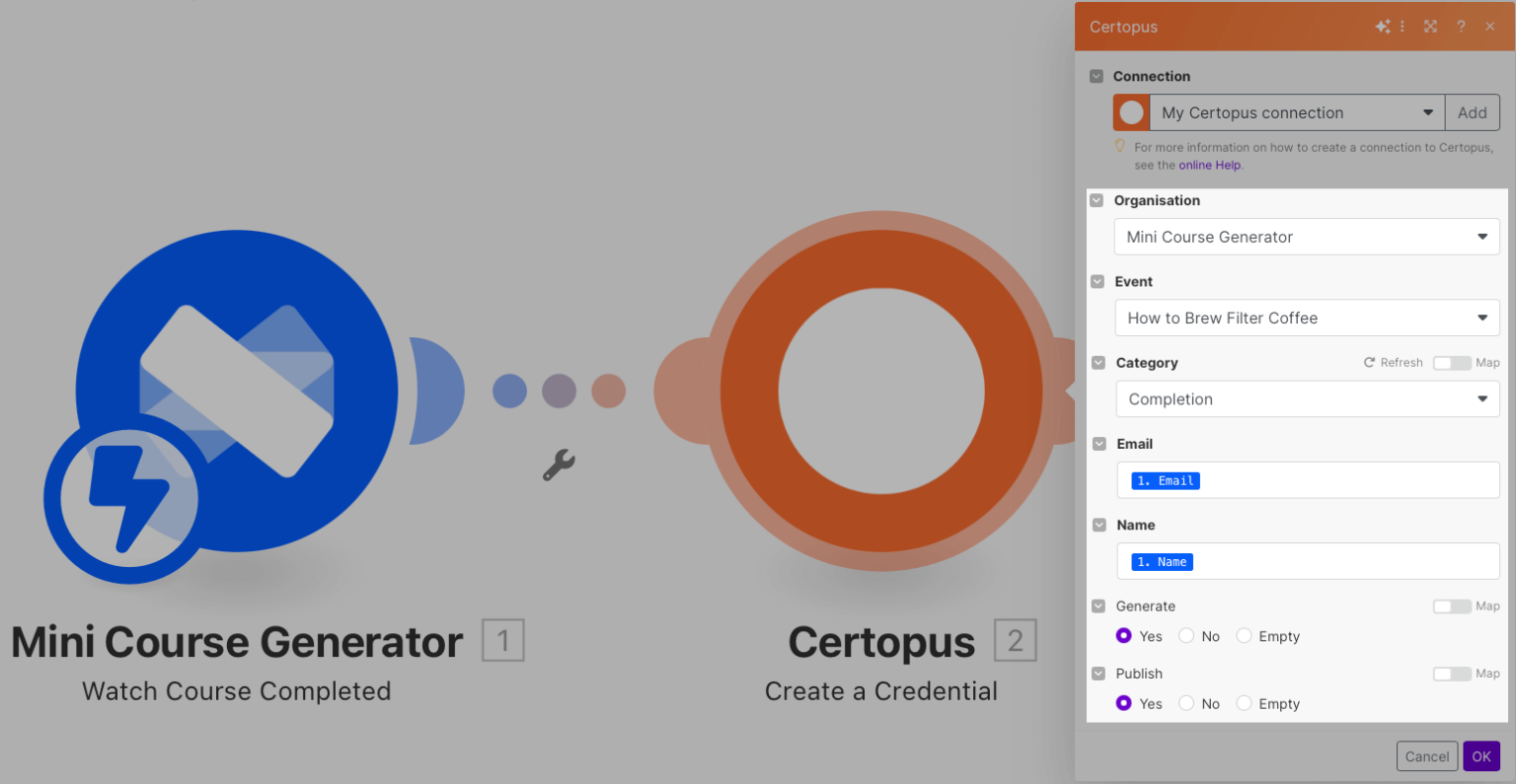 Issue Certificates with Automations | Mini Course Generator
