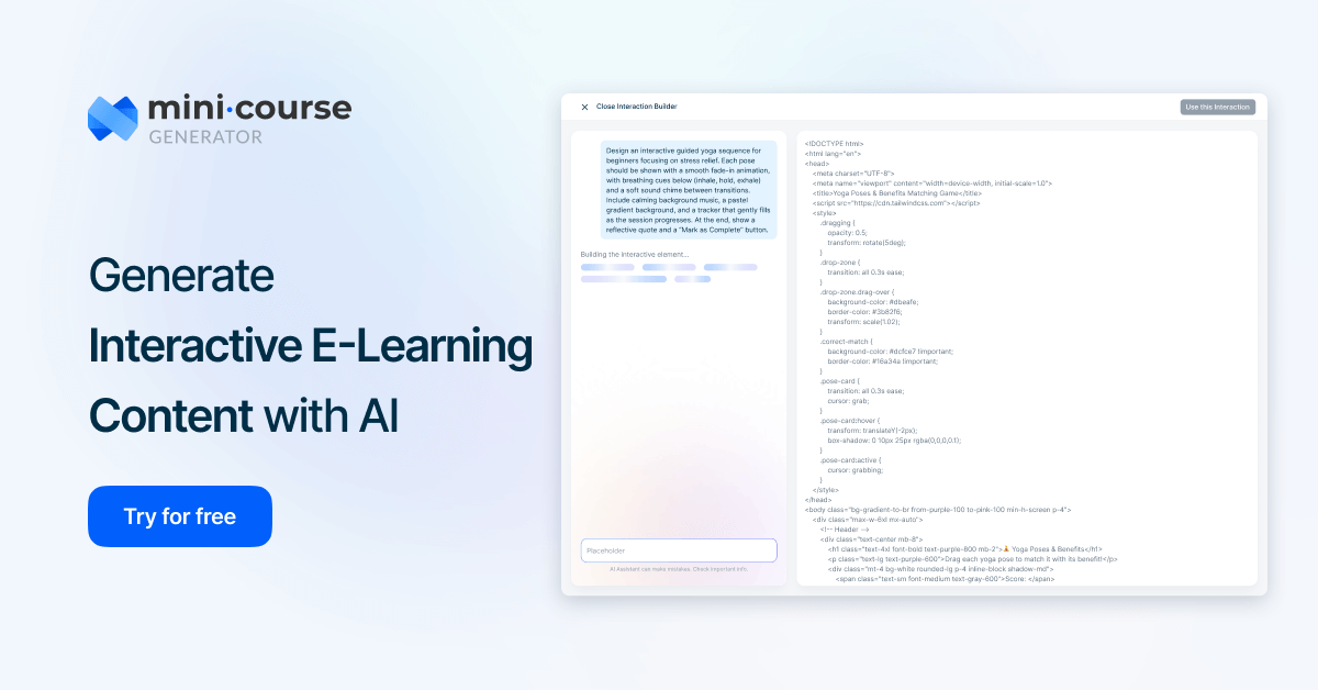 AI Interaction Builder | Make E-Learning Interactive Instantly